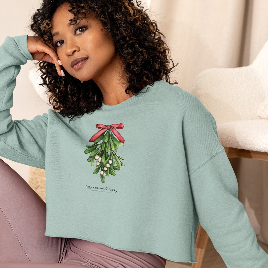Mistletoe Design on Crop Sweatshirt - Etsy