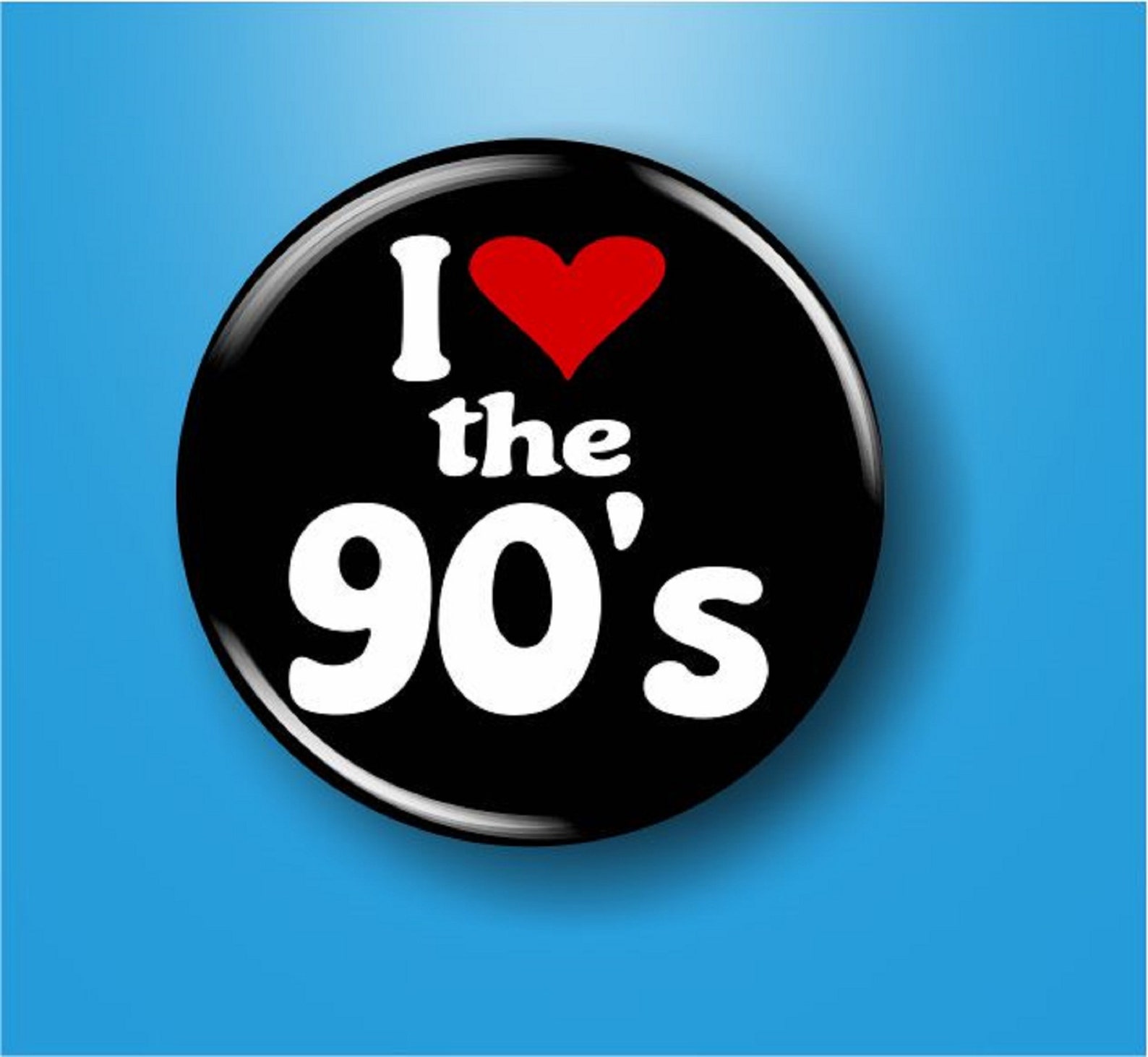 I Love the 90s Button Pin: Retro Party Shirt Hat Accessory (select ...