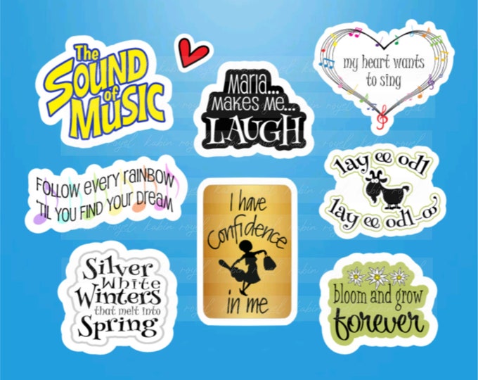 Music Sound // Musical Stickers, Die Cut Set of 8, Broadway Gifts ...