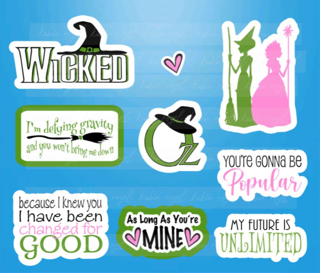 Defying Gravity // Musical Stickers, Die Cut Set of 8, Broadway Gifts ...