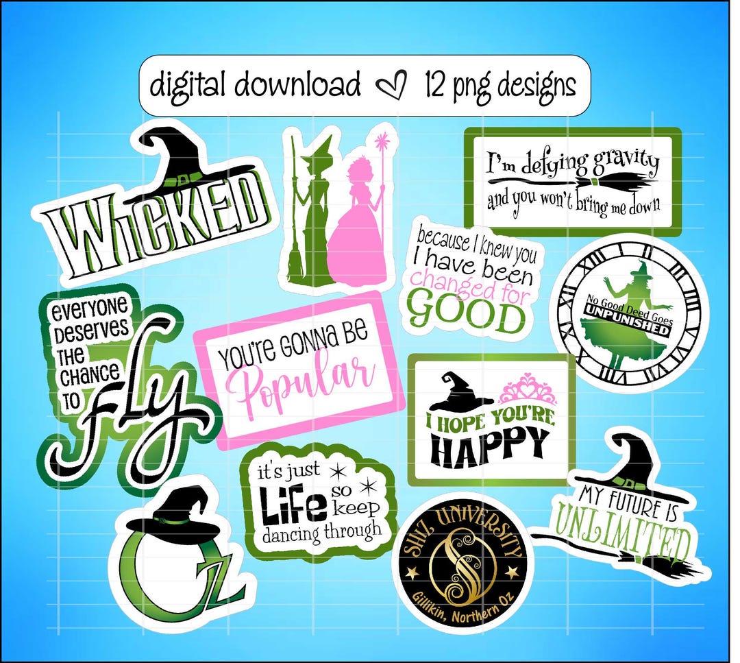 Fan Art: Wicked Stickers Musical PNG Cupcake Toppers Poster Photo Prop ...
