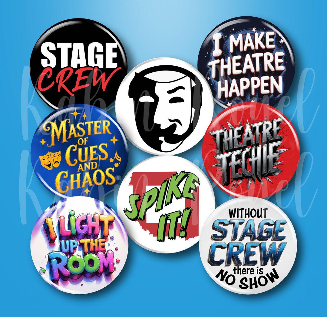 Stage Crew Pin Set, Theatre Tech Buttons, Backstage Cast Gift - Etsy