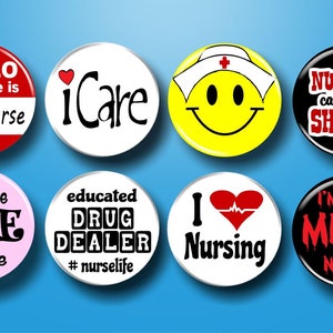 Nurse Pins, Nurse Buttons, Nurse Gift, 1.25 Pinbacks Set of 8, Scrub ...