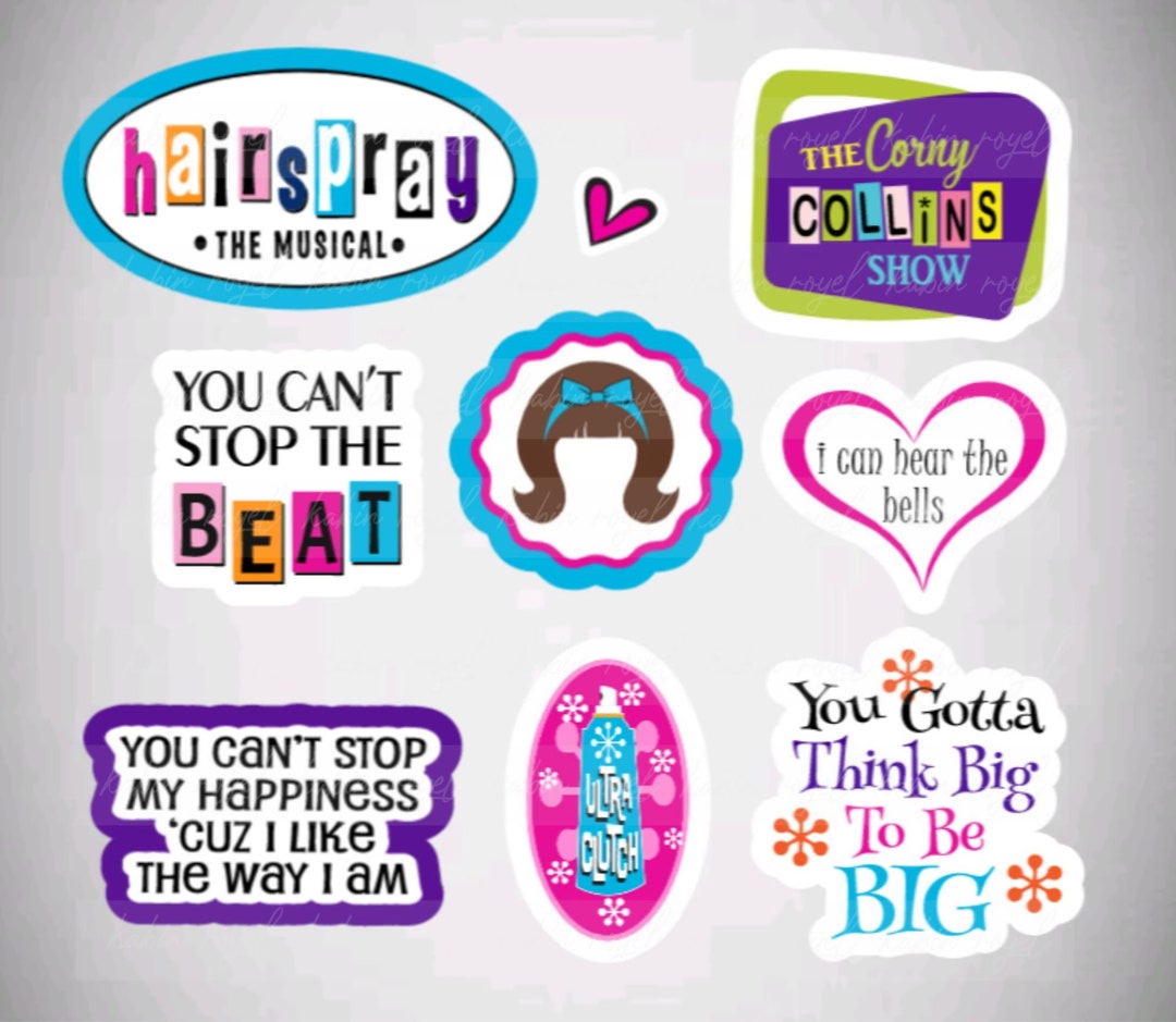 Hairspray // Stickers, Die Cut Set of 8, Broadway Gifts, Musical ...