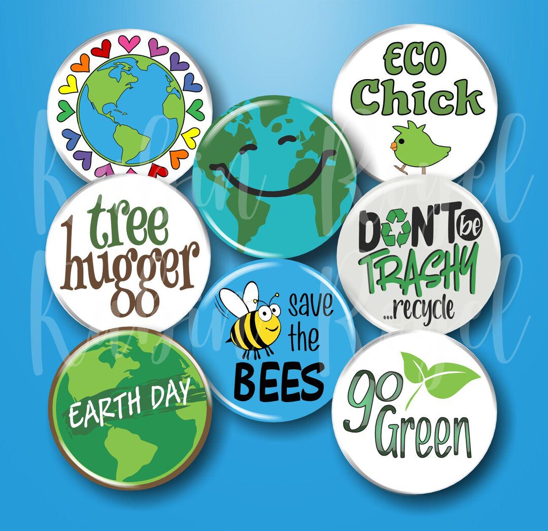 Earth Day Pins: Eco Friendly Gifts, Environment, Eco Chick, Set of 8 - Etsy