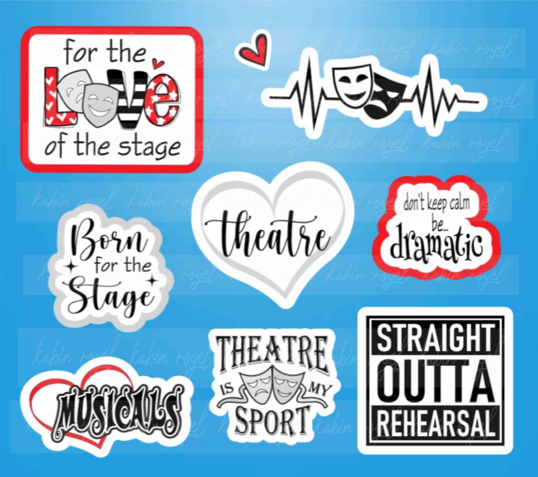 Theatre Stickers, Die Cut Set of 8, Theatre Gifts, Broadway Gifts ...