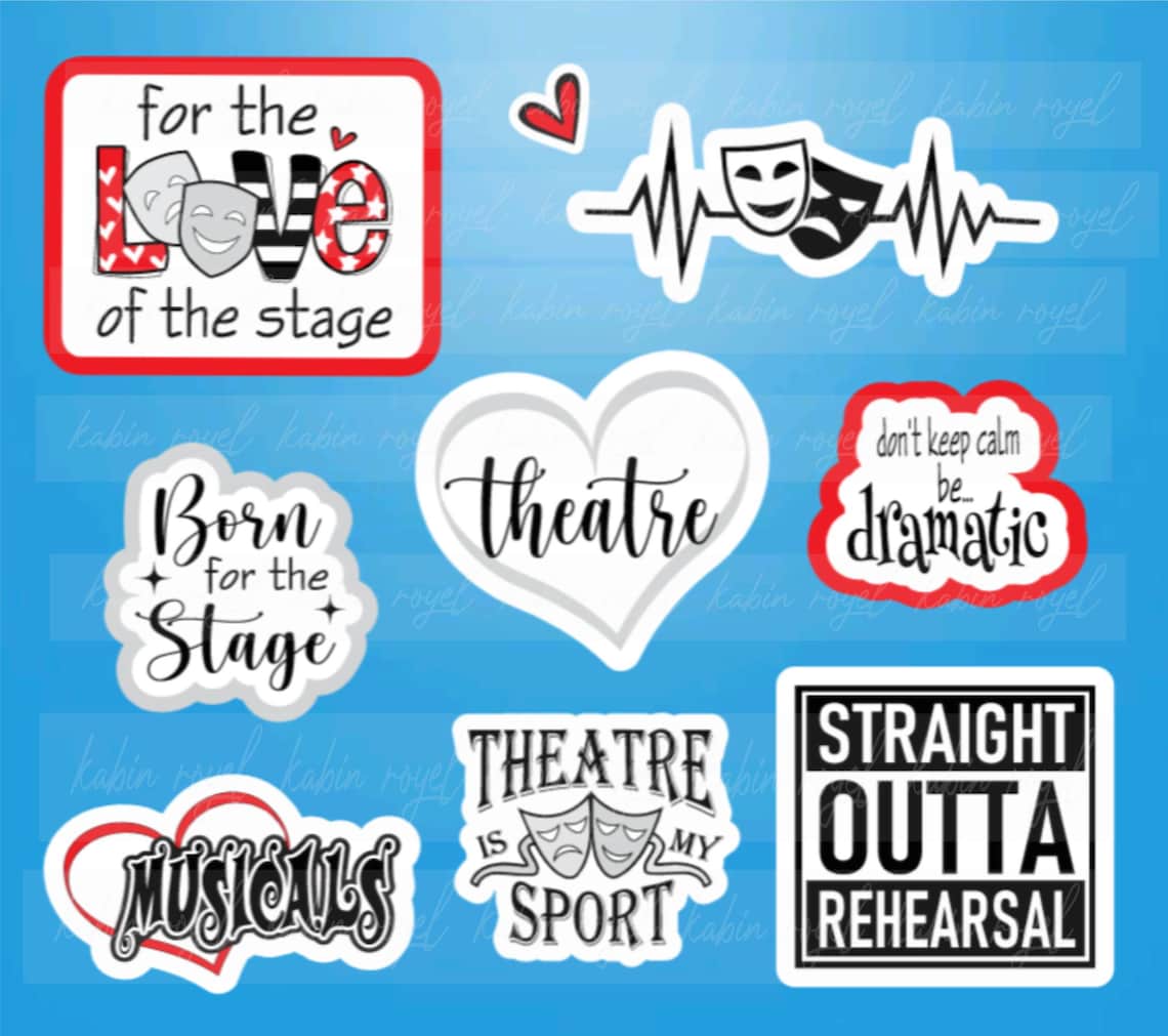Theatre Stickers Die Cut Set of 8 Theatre Gifts Broadway - Etsy