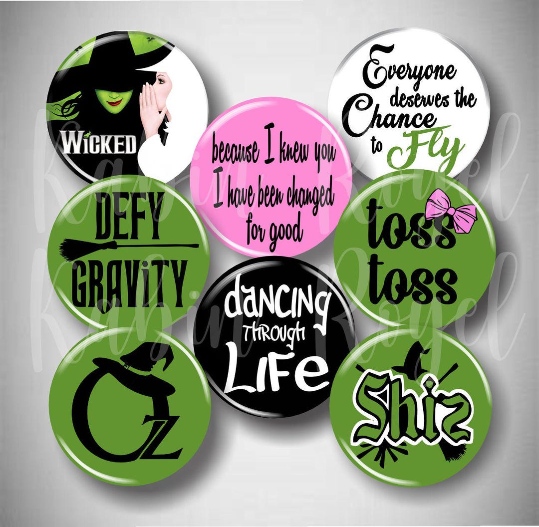 Fan Art: Wicked Musical Pins Broadway Theatre Pinback Buttons Cast Gift ...