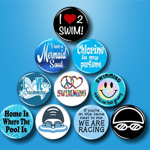 Swim Team Pinback Buttons Pins 1.25 Set of 10 Swimmer - Etsy