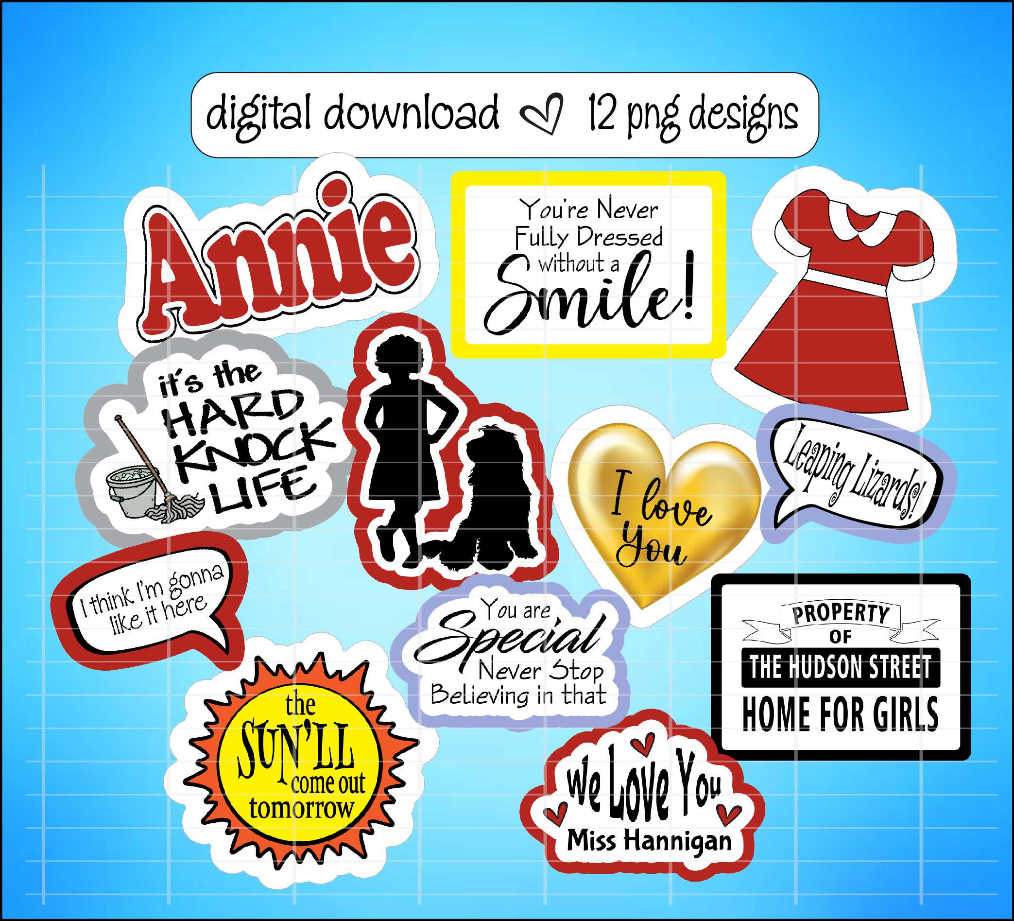 Fan Art: Annie Musical Stickers PNG Cupcake Toppers Photo Props Cast ...