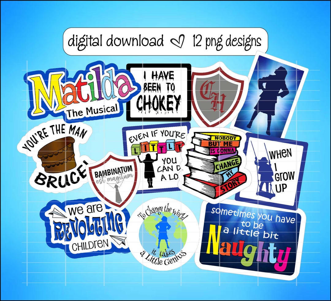 Matilda the Musical PNG Designs: Stickers, Cupcake Toppers, Poster ...