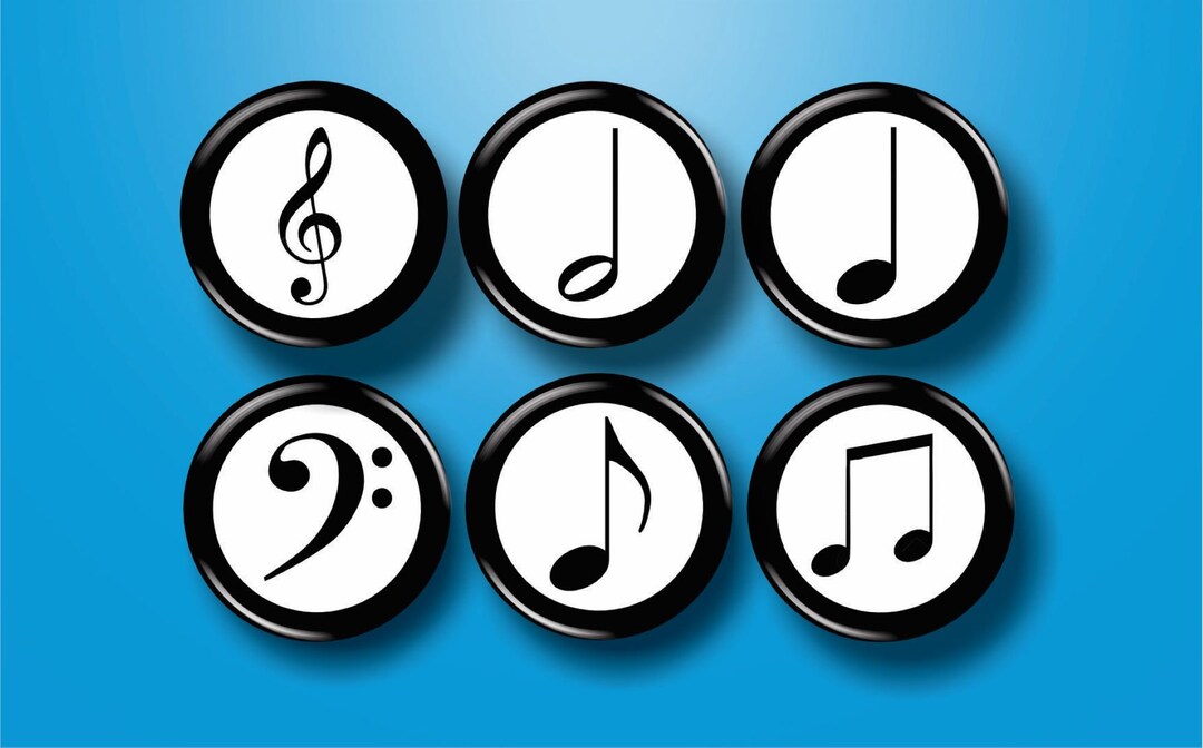 Music Notes Buttons Pins 1.25" Set of 6 Pinbacks, Musical Themed ...