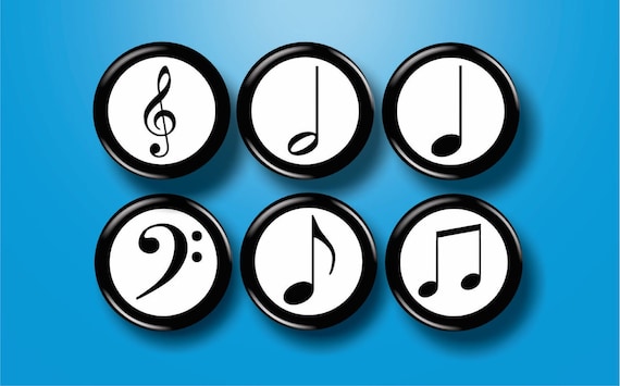 Music Notes Buttons Pins 1.25 Set of 6 Pinbacks Musical - Etsy
