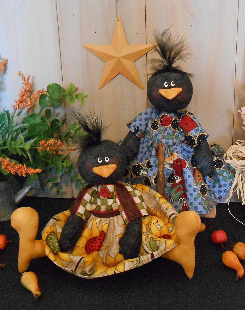 Crow Sewing Pattern Raggedy Doll Ann Primitive Folk Art Cloth Fabric ...