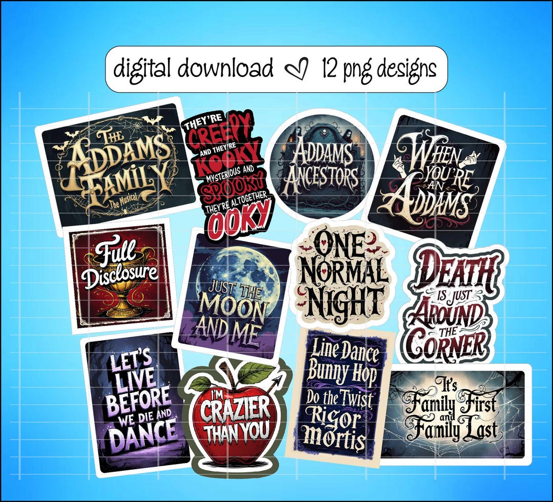 Addams Family PNG, Stickers, Musical, Cupcake Toppers, Photo Booth ...
