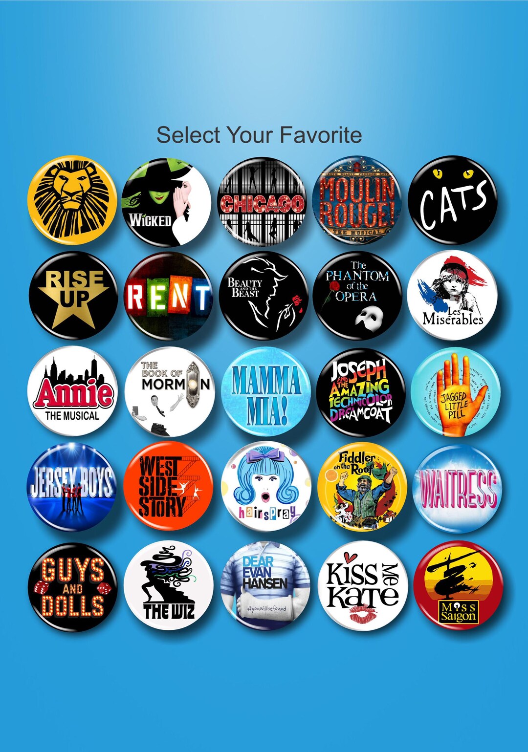 Broadway Musical Show Pins Theater Lover Gifts Drama Buttons (more ...
