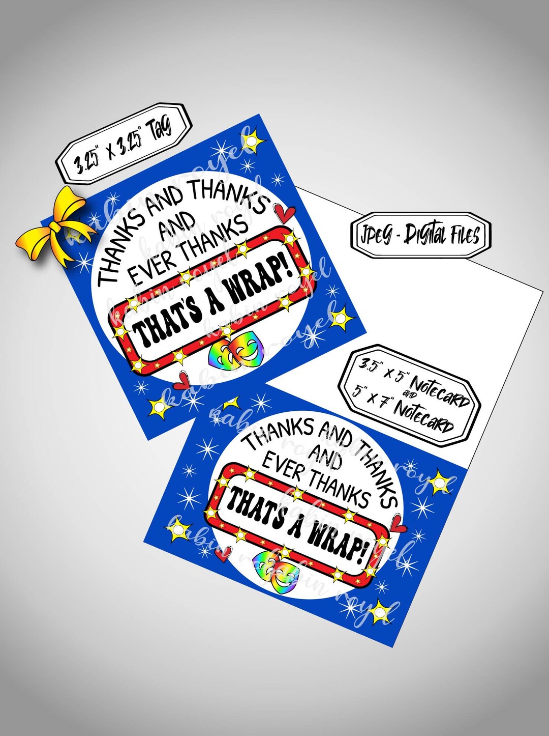 Theater Thank You Notecard & Tag: That's A Wrap Gift Teacher Musical ...