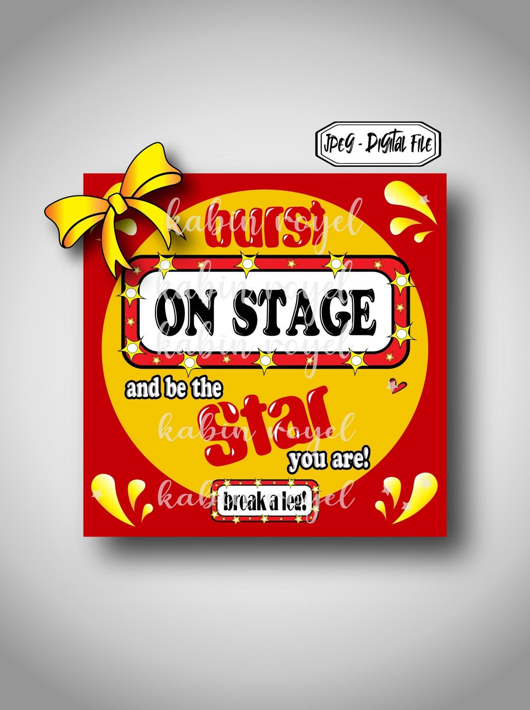 Burst on Stage Treat Tag / Musical Theatre / Theater Gift / Performance ...