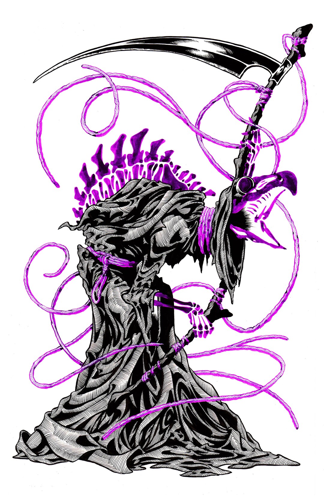 Faebound Death 11x17 Tarot Original Art Print Fairy Fae Faerie Rope ...