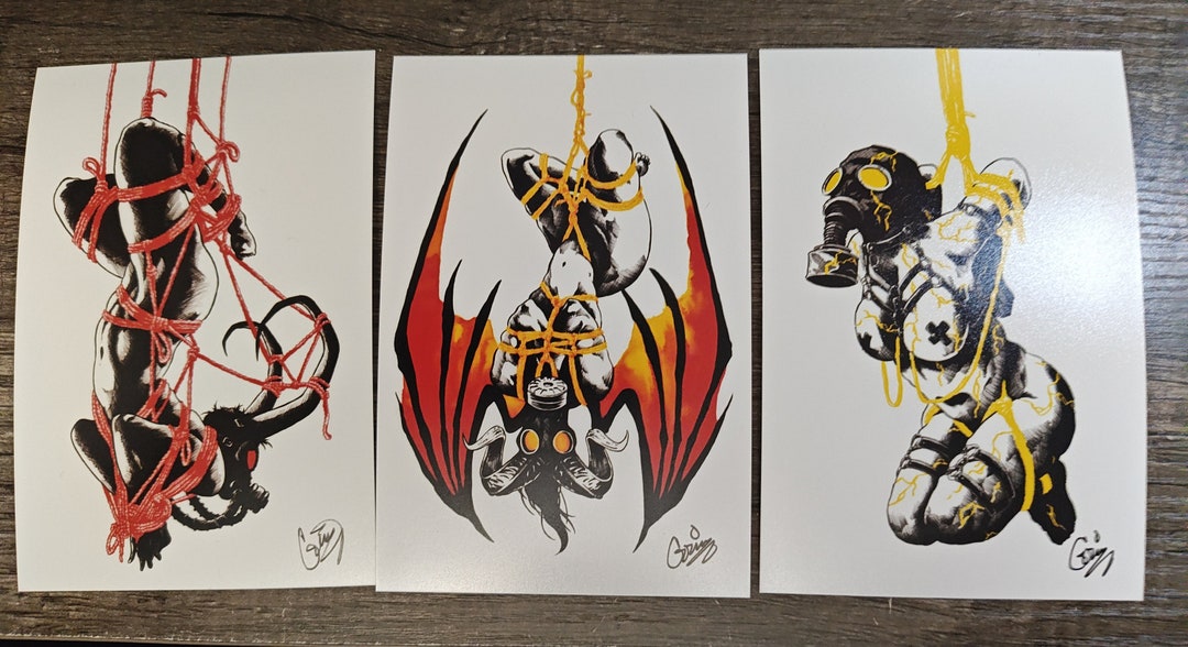 Demon Kinbaku Rainbow 1 Three Pack of Prints Original Comic Style Art ...