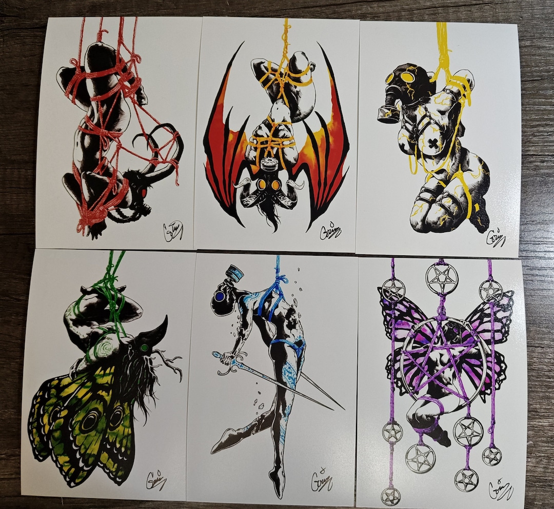Fairy Demon Rainbow Shibari Six Pack of Prints Original Comic Style Art ...
