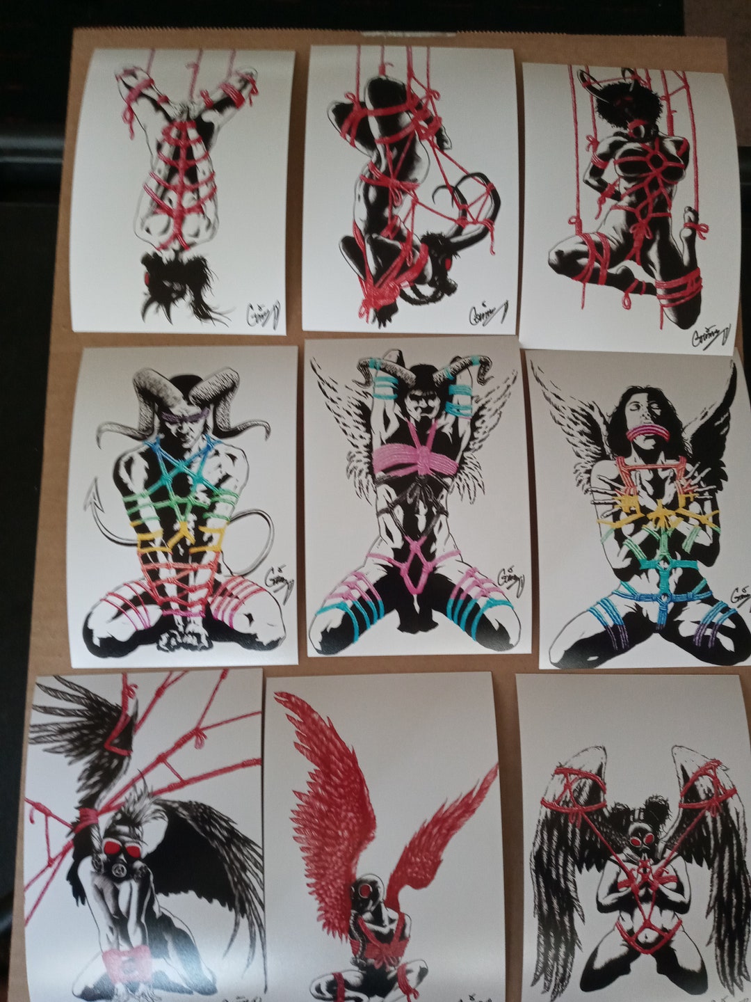 Angel Demon Kinbaku Nine Pack of Prints Original Comic Style Art Print ...