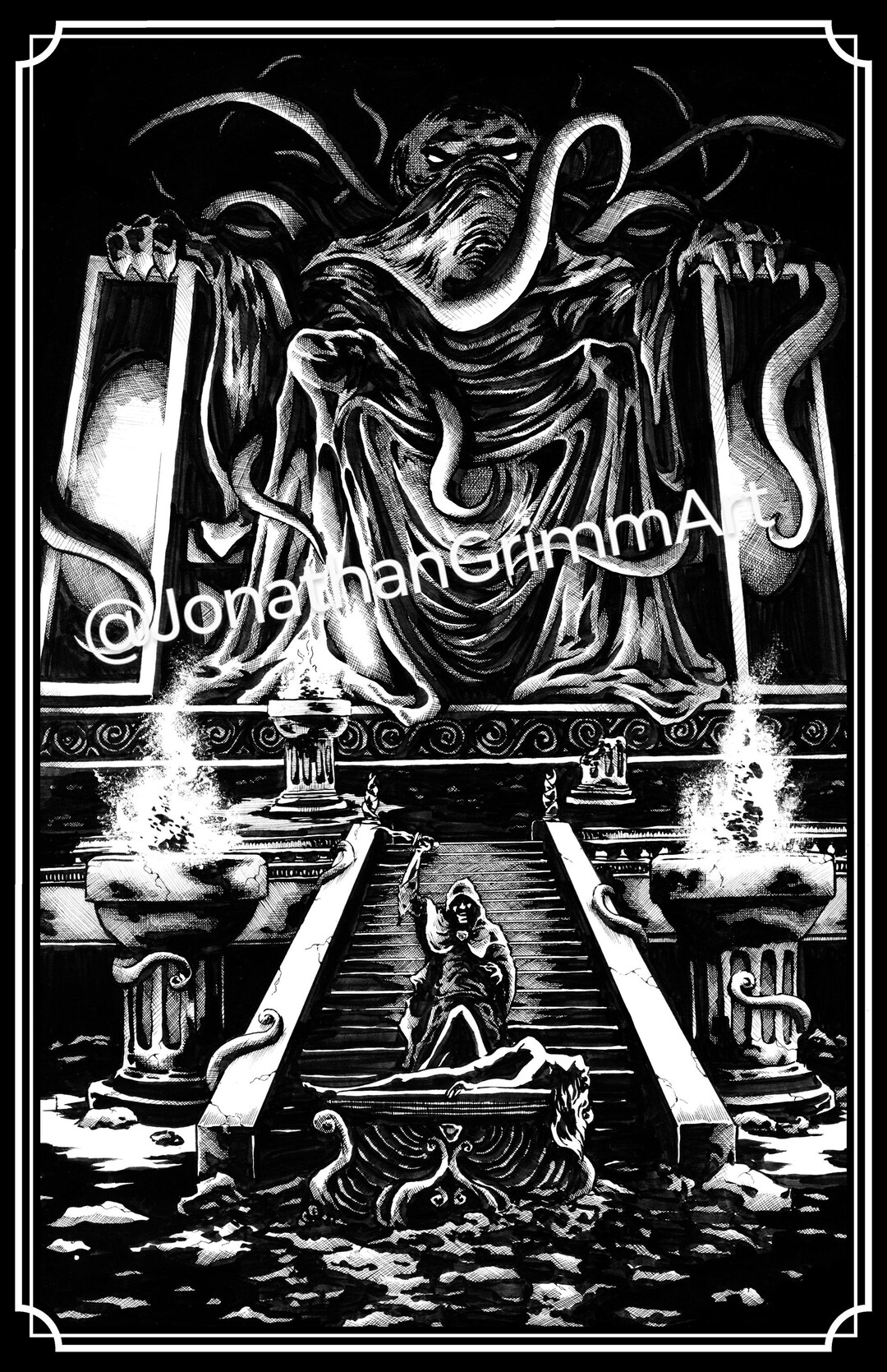 A Grand Sacrifice 11x17 Original Art Print Cthulhu Ktulu HP Lovecraft H ...