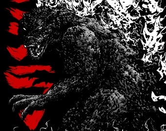 Godzilla GOJIRA Millennium Purple Original Art Prints Kaiju Mothra ...