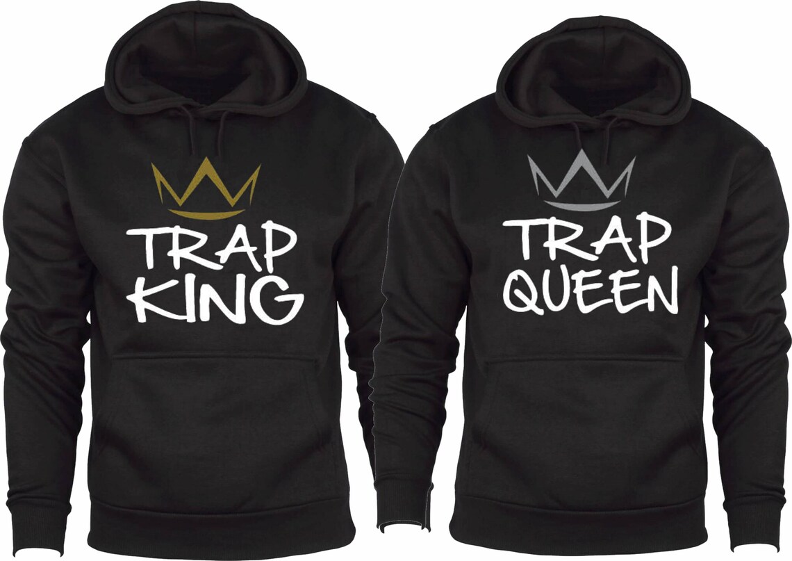 Trap King Trap Queen Funny Crown Gold Silver Christmas Hoodies | Etsy
