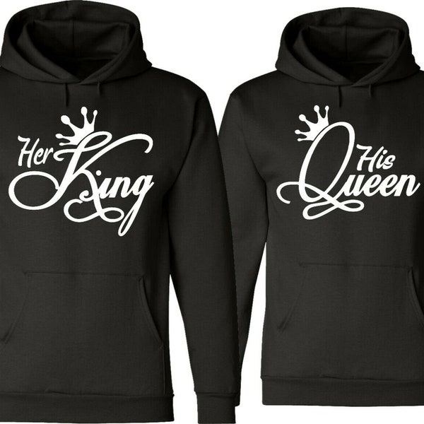 Her King His Queen Couple Hoodie Etsy
