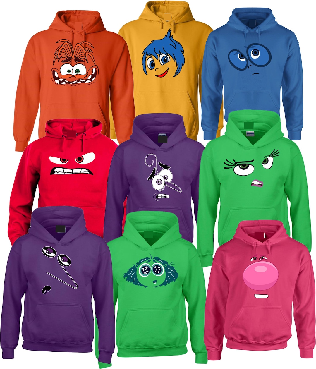 Inside Out 2 Feeling Characters Halloween Matching Hoodies: Funny ...