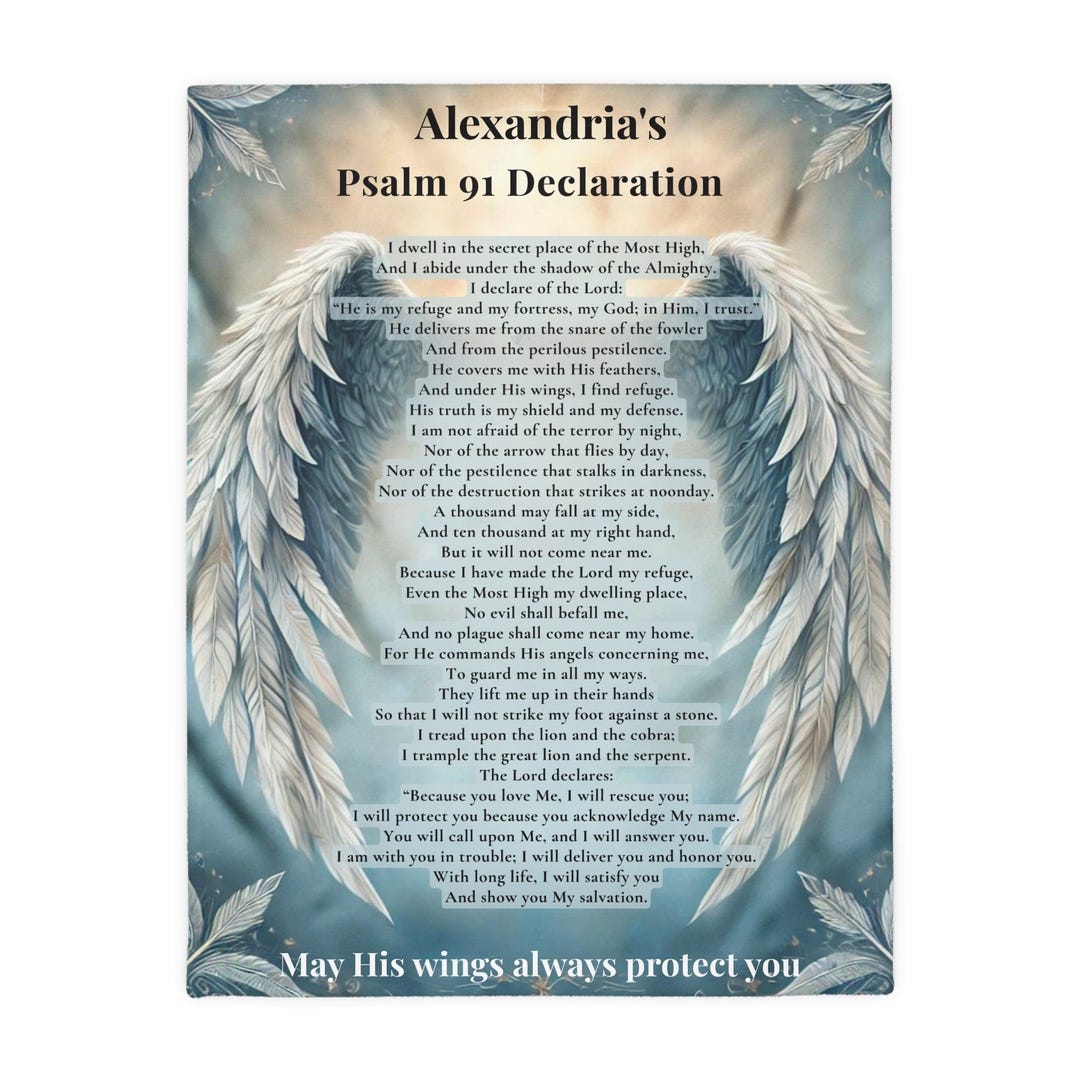 Under His Wings Psalm 91 Declaration Blanket Throw, Christian Blanket ...