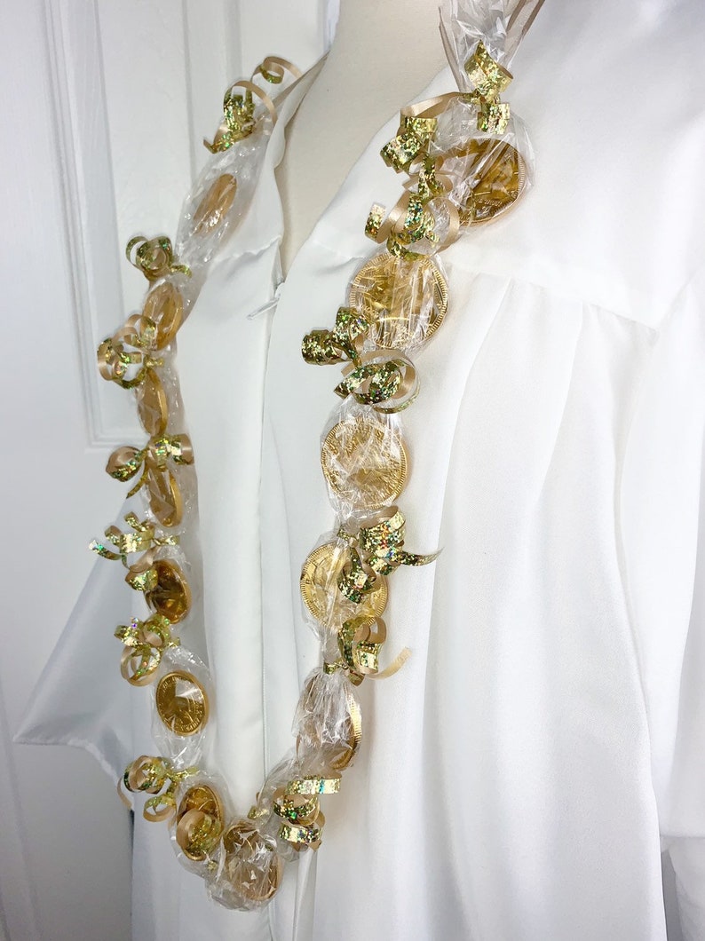 CANDY LEI - Graduation Lei - GOLD Coin Chocolates - Party Favors ...