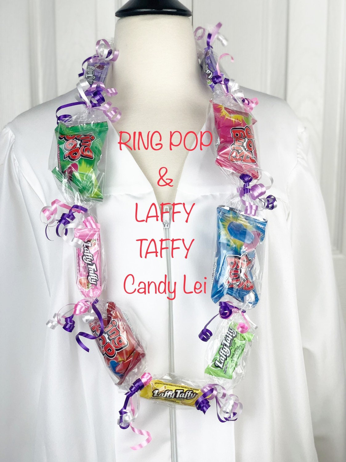 Ring Pop CANDY LEI - Graduation Lei - Ring Pop & Laffy Taffy or Jolly ...