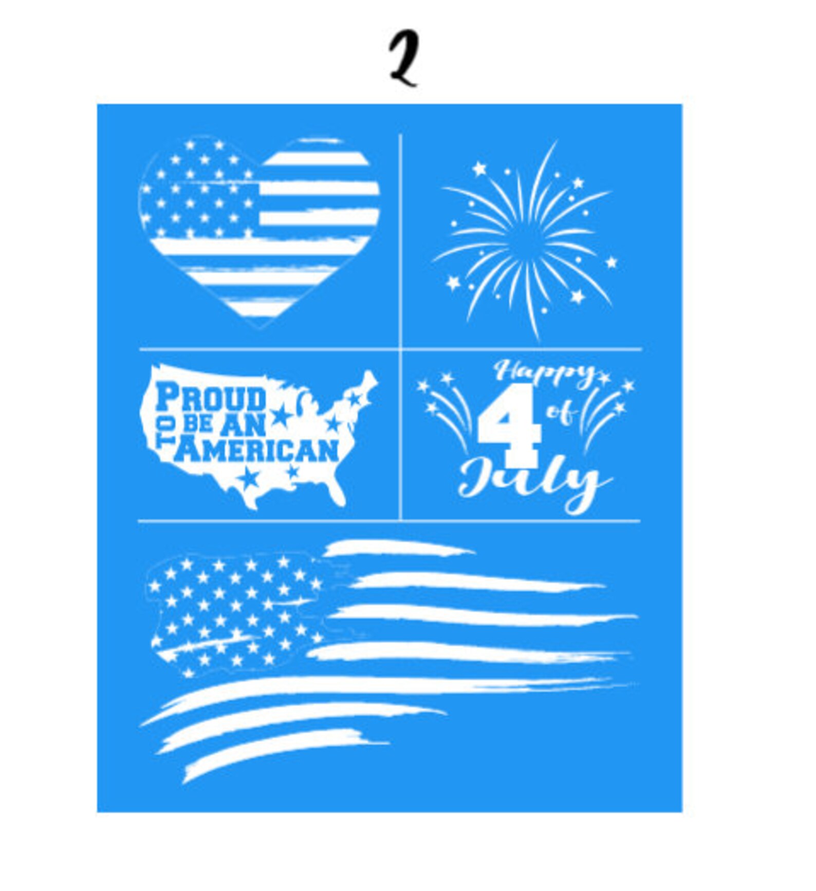 Fourth Of July Stencil Reusable Adhesive Silkscreen Stencil Etsy