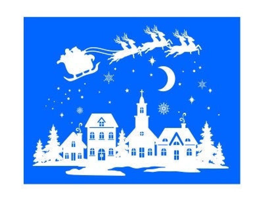 Christmas Stencil Christmas Scene Stencil Adhesive Silkscreen Stencil ...