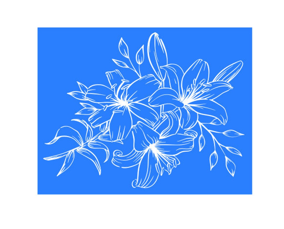 Lilies Flower Stencil Reusable Adhesive Silkscreen Stencil Wood Chalk ...