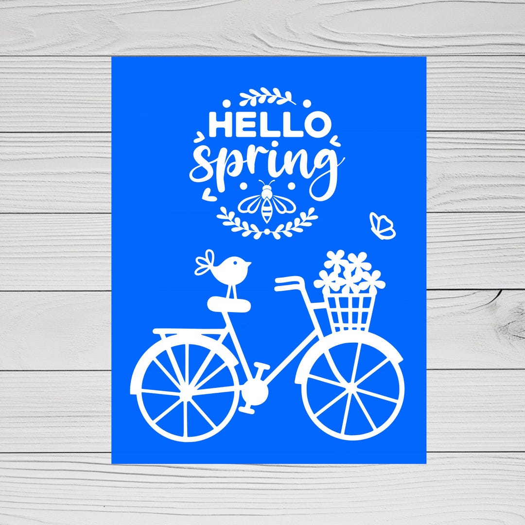 Hello Spring Stencil | Reusable Adhesive Silkscreen Stencil | Wood ...
