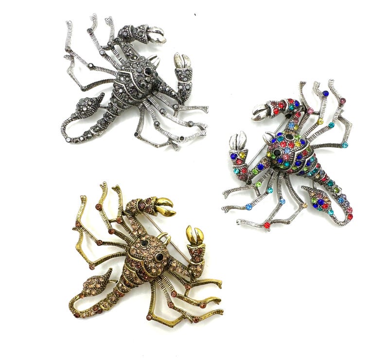 Scorpion Brooch - Crystal Scorpion Pin, Bold Statement Jewelry, Ubniqye ...