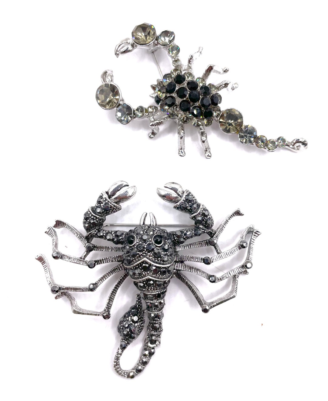 Two Silver/black Scorpions Brooches - Etsy