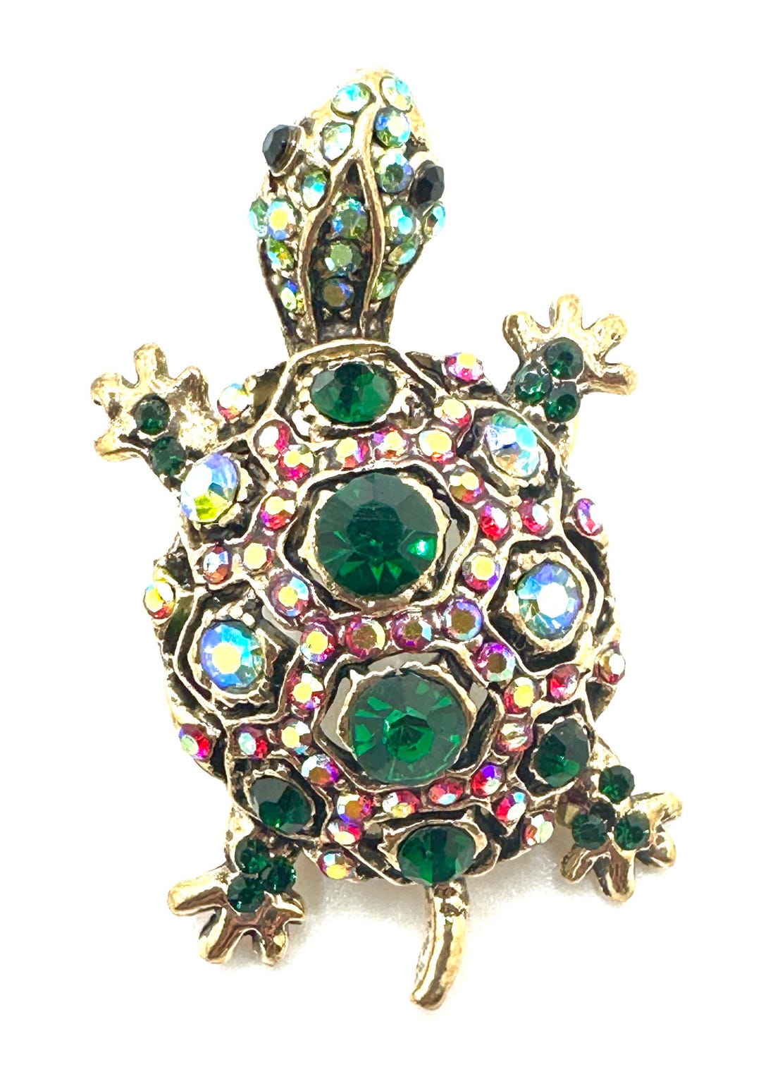 Crystal Turtle Brooch and Pendant - Vintage Style Rhinestone Sea Turtle ...
