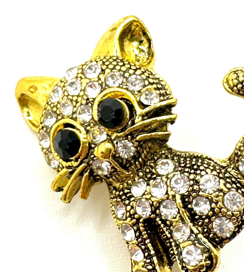 Vintage Style Rhinestone Cat Brooch – Crystal Kitty Pin - Etsy