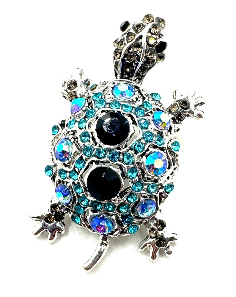 Crystal Turtle Brooch and Pendant - Vintage Style Rhinestone Sea Turtle ...