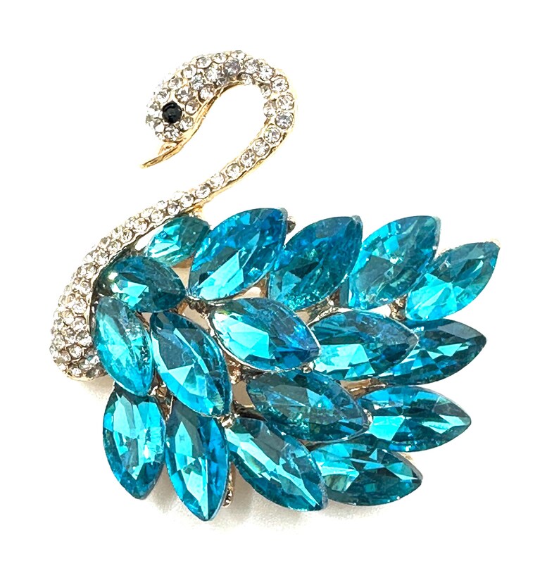 Swan Brooch - Crystal Swan Pin, Elegant Swan Jewelry, Luxury Animal ...