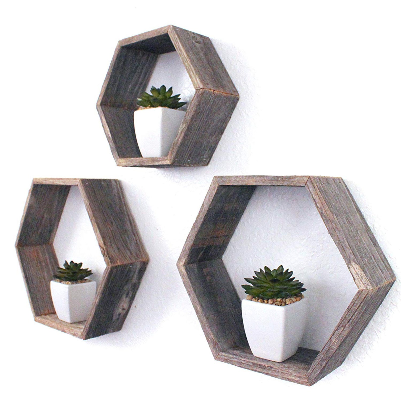 Hexagon Honeycomb Set of Three Shelve Set Plus One Floating Shelf. Made ...