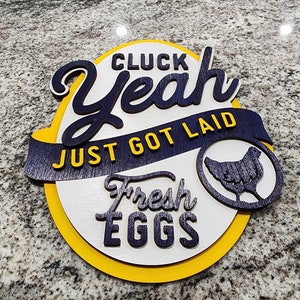 Chicken - Hen Fresh Eggs - Just Laid - Funny Multi-layer Sign - Etsy