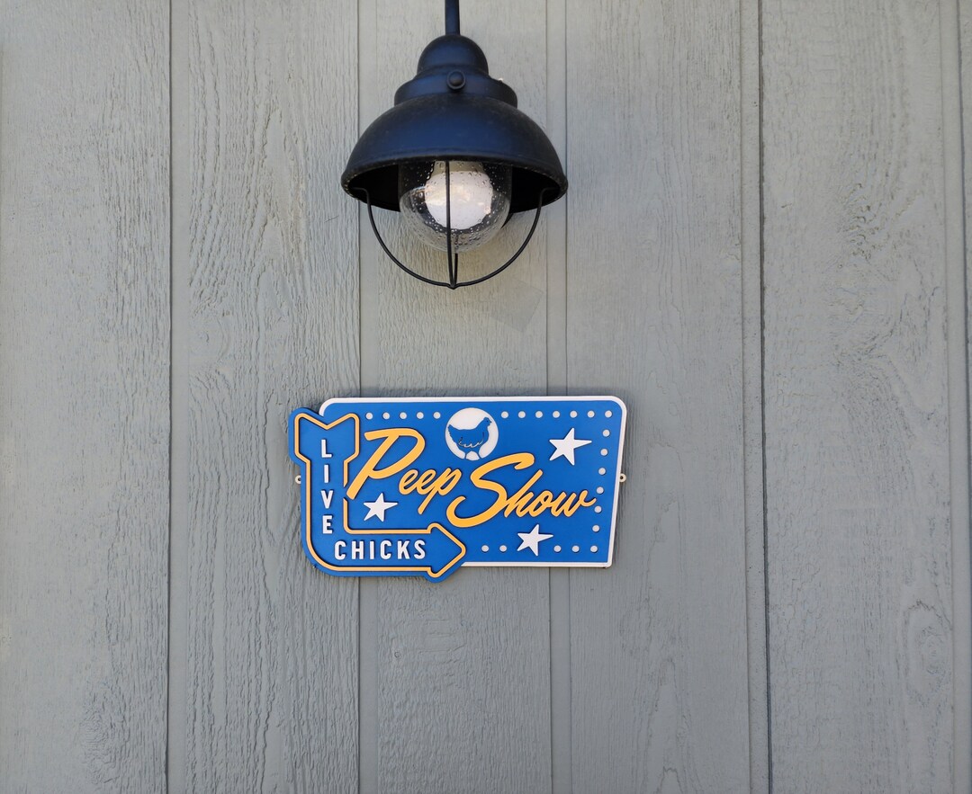 Chicken Sign - Live Chicks - Peep Show - Funny Retro Multi-layer Sign ...