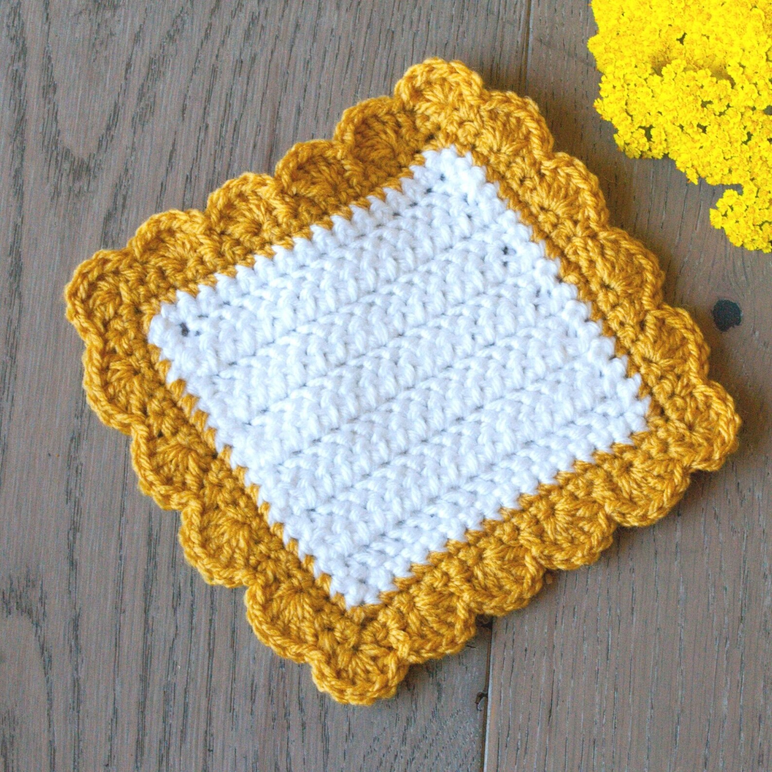 Square Crochet Coasters Pattern: Herringbone Stitch, Shell Border (PDF ...