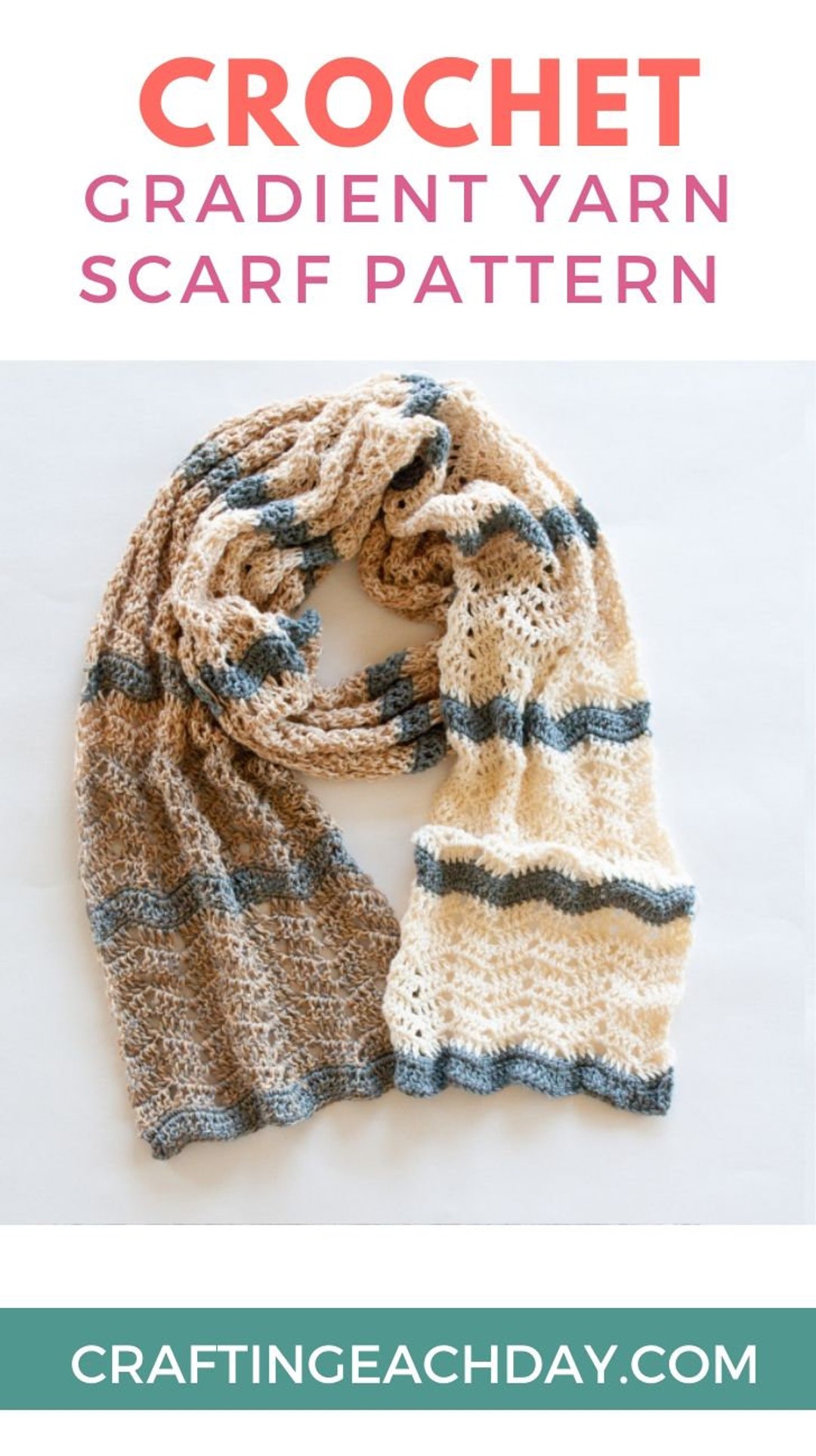 Gradient Yarn Crochet Pattern Scarf Gift for Her, Crochet Pdf Pattern ...