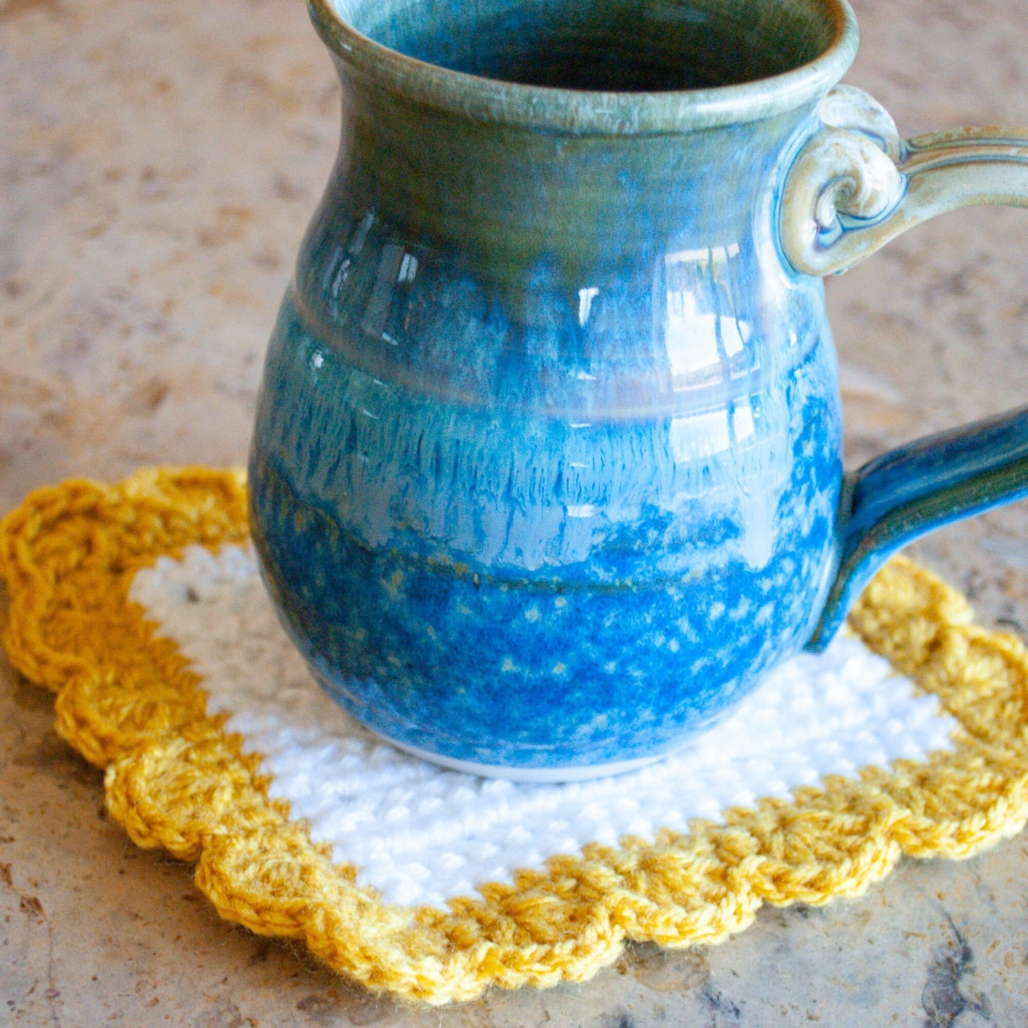 Square Crochet Coasters Pattern: Herringbone Stitch, Shell Border (PDF ...